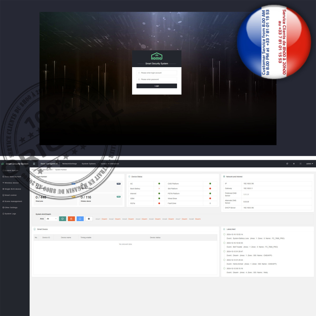 Centrale d'Alarme FC-7668 PRO | Sécurité 4G sans-fil - 8 Zones FSK