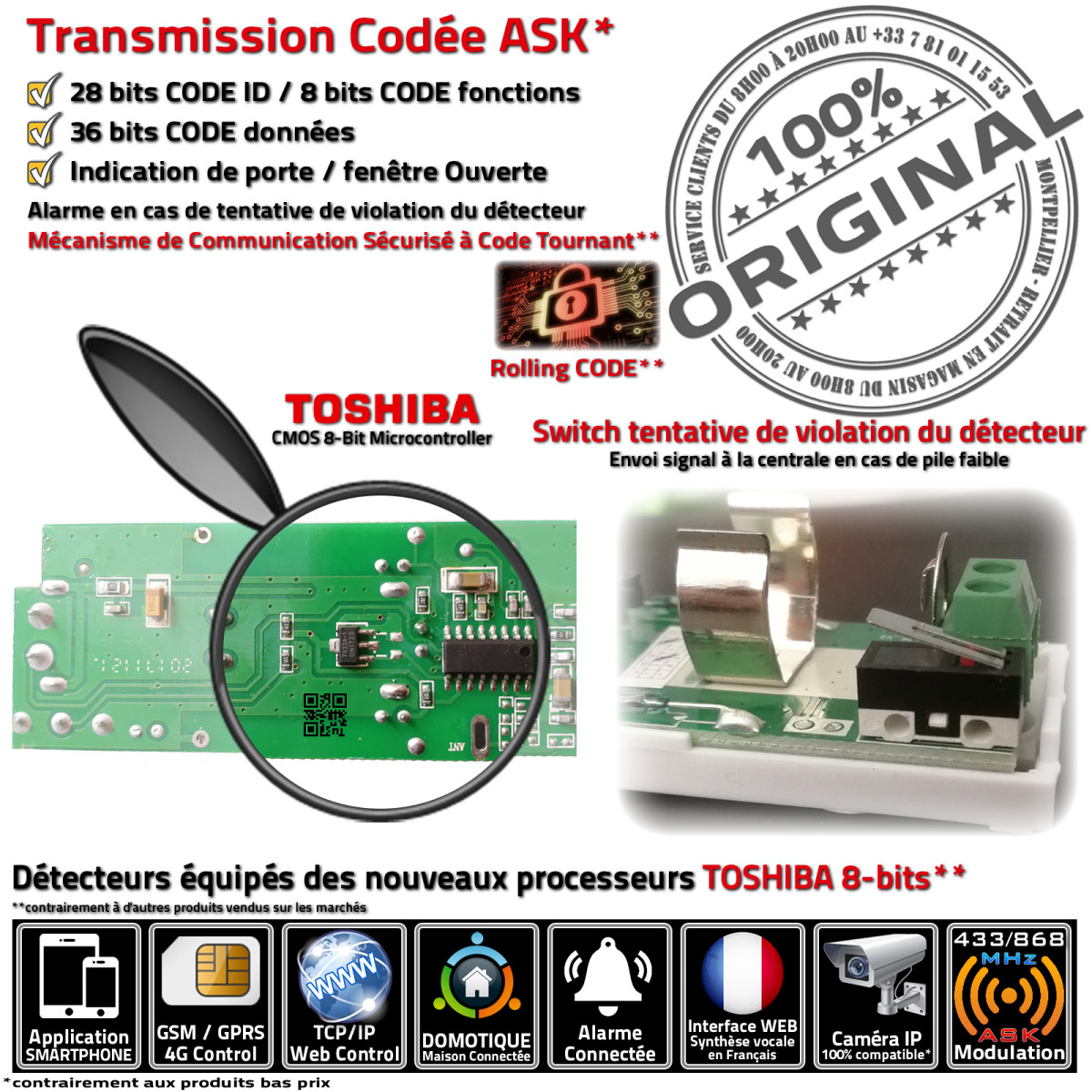 Capteur d'ouverture MD210R connecté pour portes et fenêtres